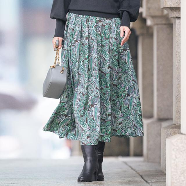 ビンダ社 ペイズリープリント タックスカート ファッション スカート PC5569