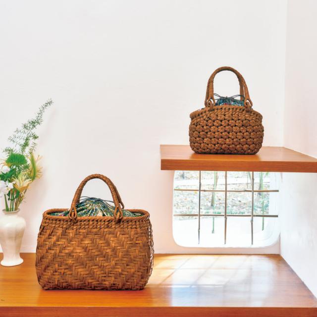 Fabric by ベストオブモリス山葡萄のかごバッグ【六角花編みラウンド】 バッグ かごバッグ メッシュバッグ 552501