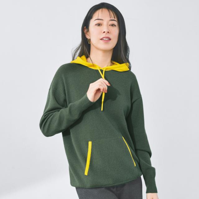 カシミヤニット 配色 パーカー パーカー スウェット トレーナー A28203