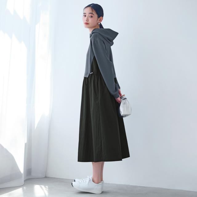 タフタドッキング フーデッド ワンピース ワンピース ジャージーワンピース 120601