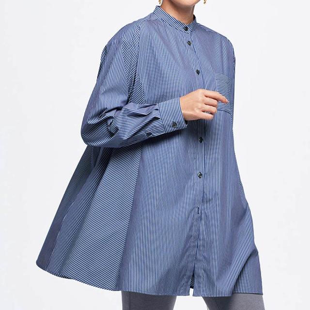 ソメロス社 ストライプ柄 バイアス使い チュニック ファッション シャツ ブラウス PC6019