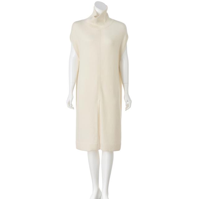 カシミヤ スリットデザイン オフタートル ロングジレ ファッション ジャケット PC6038