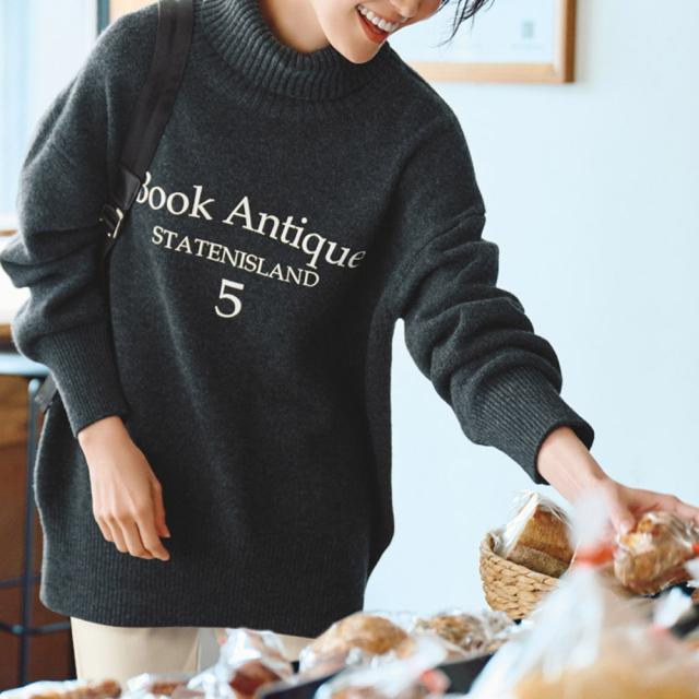 ロゴプリント ウールニットプルオーバー ファッション ニット セーター PC6056