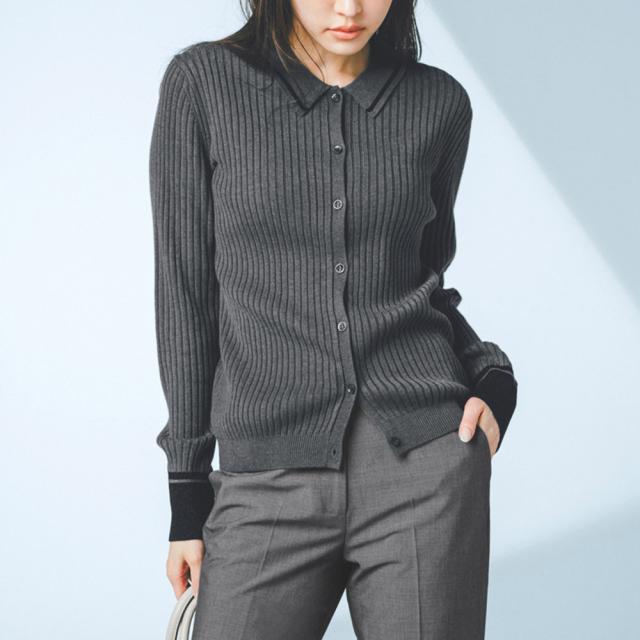 ステンカラー リブ編み カーディガン ファッション ニット セーター PC6069