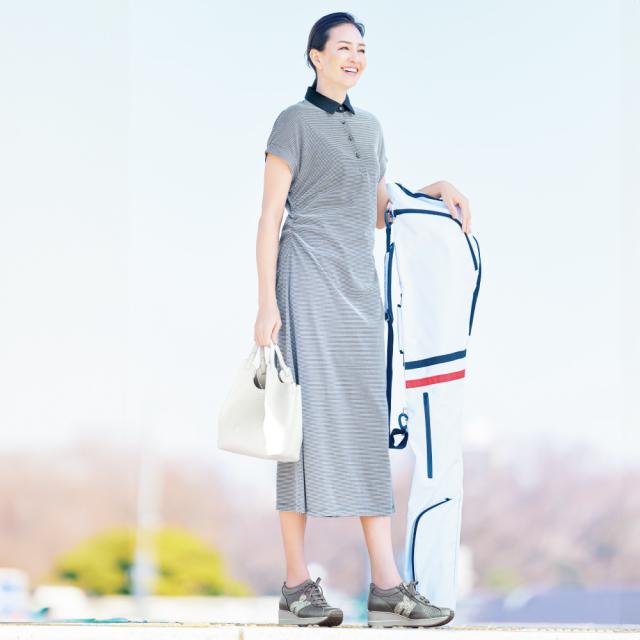 配色ポロ襟ボーダーワンピ—ス ワンピース マキシワンピース ロングワンピース 383201