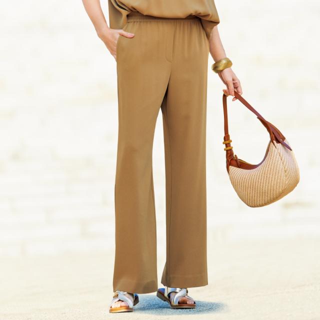 トリアセテート混 ジョーゼットワイドパンツ パンツ ワイドパンツ 383302