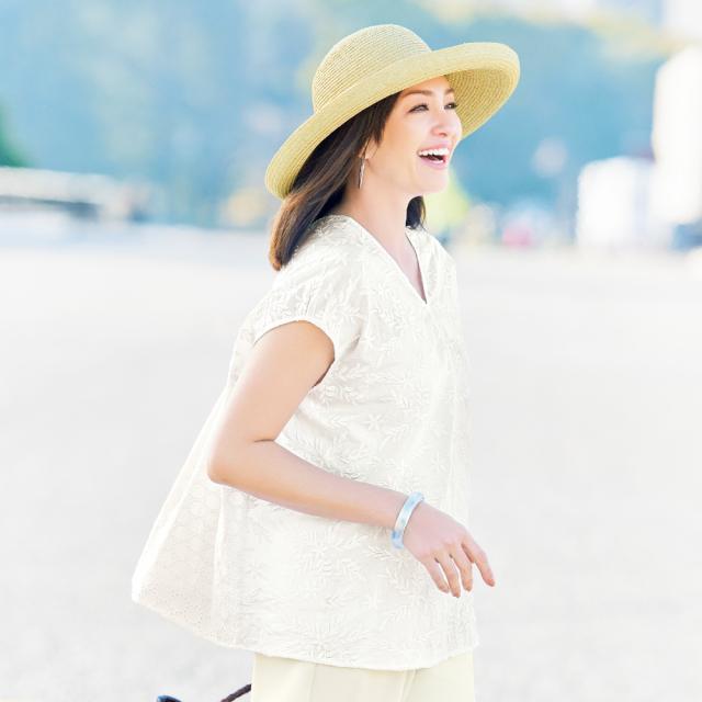 刺しゅう切り替えブラウス（インド製） シャツ ブラウス 383303