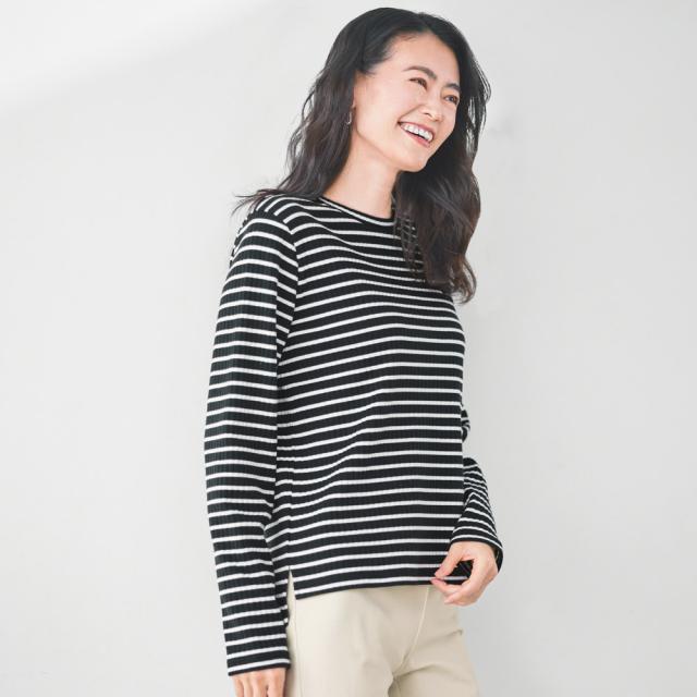 スビンギザコットン ワイドリブ長袖Tシャツ Tシャツ カットソー A21102