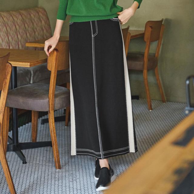 トロンプルイユ ニットリバーシブル ロングスカート スカート ロングスカート マキシ丈スカート A21602