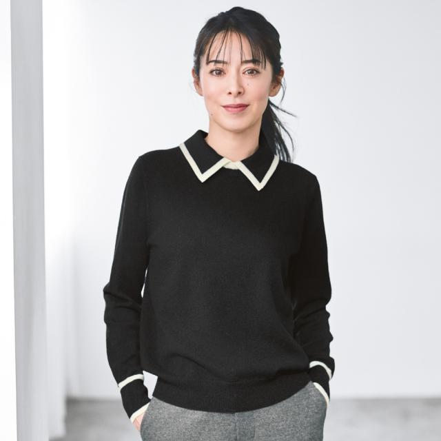 カシミヤニット 襟付き プルオーバー ニット セーター ニットセーター A27701