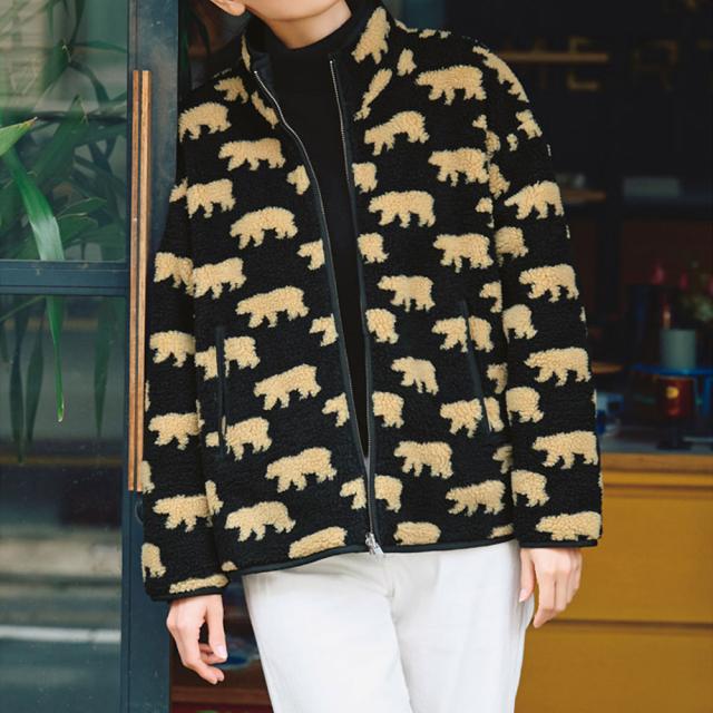 シロクマ柄 ボア中わた入り リバーシブル ジャケット ファッション ジャケット PC5872