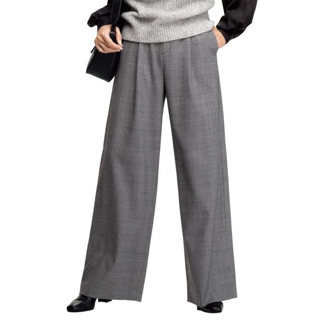 ≪股下丈74cm≫ ウール混 チェック・へリンボーン柄 パンツ ファッション パンツ PC5886