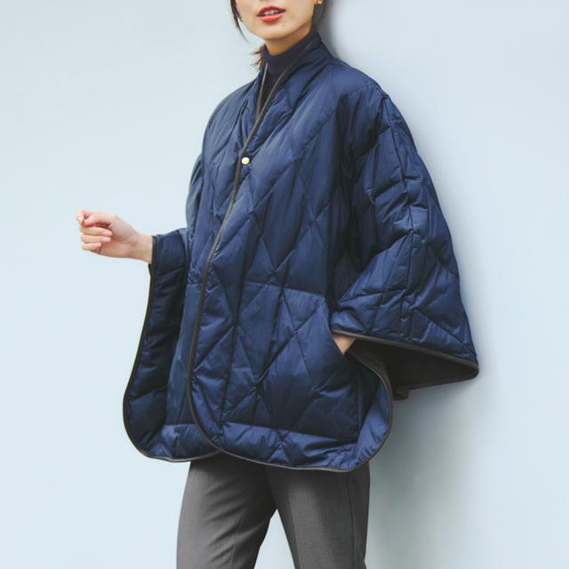 はっ水 リバーシブル アップサイクルダウン ケープ ファッション コート PC5909