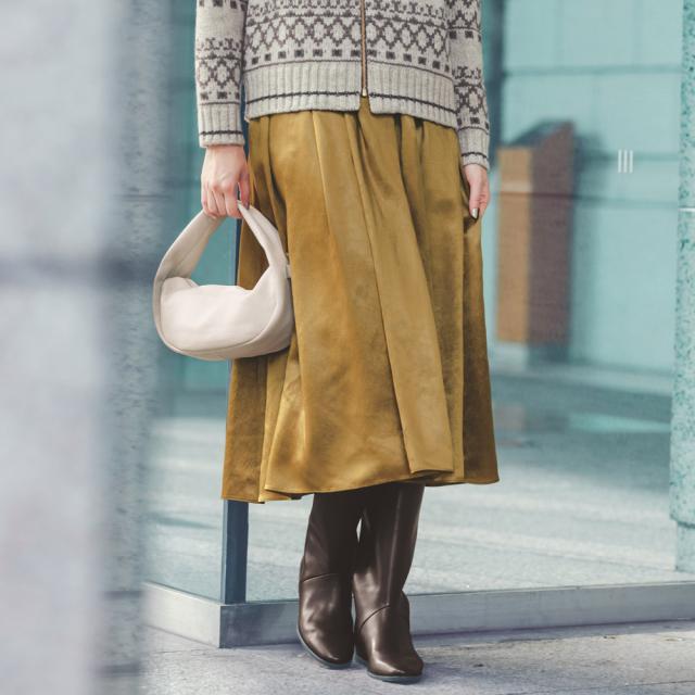 アセテート100％ シャイニーサテンスカート ファッション スカート PC5915