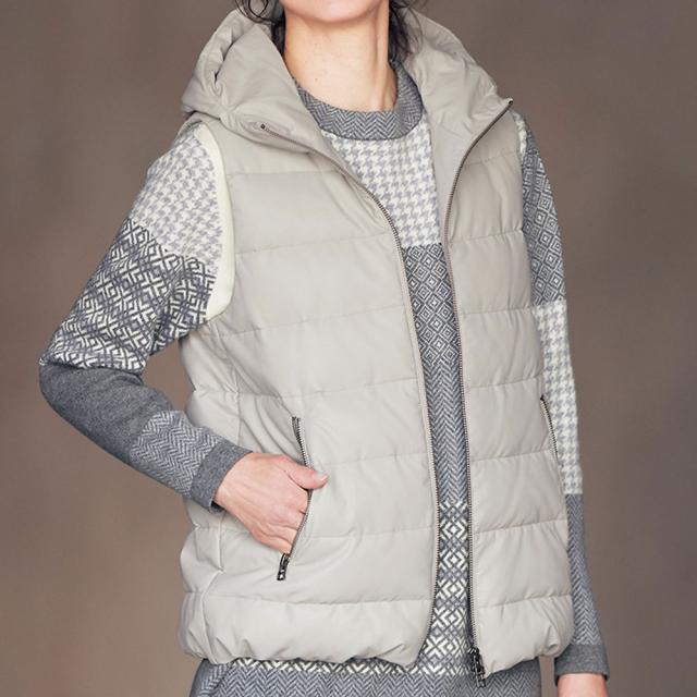 レザー調素材 フーディー ダウンベスト ファッション ジャケット PC5488