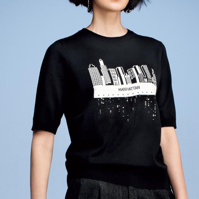 マンハッタン柄 ジャカード ニットプルオーバー ファッション ニット セーター PC5533