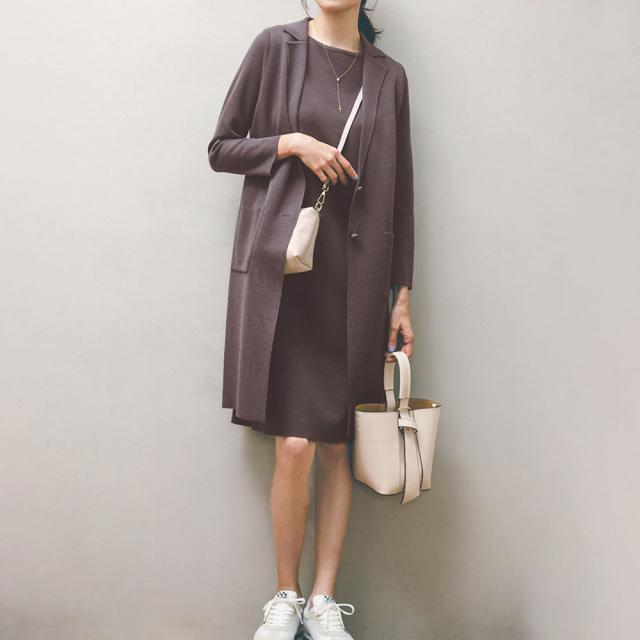 ミラノリブ ウール混 ロングジレ（日本製） ファッション ジャケット PC5832