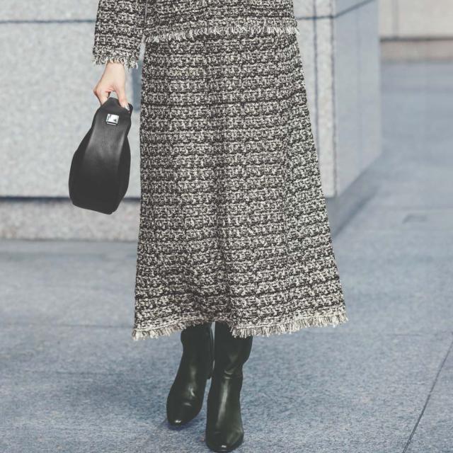 ラメツイード調 ニットセットアップ スカート ファッション スカート PC5846