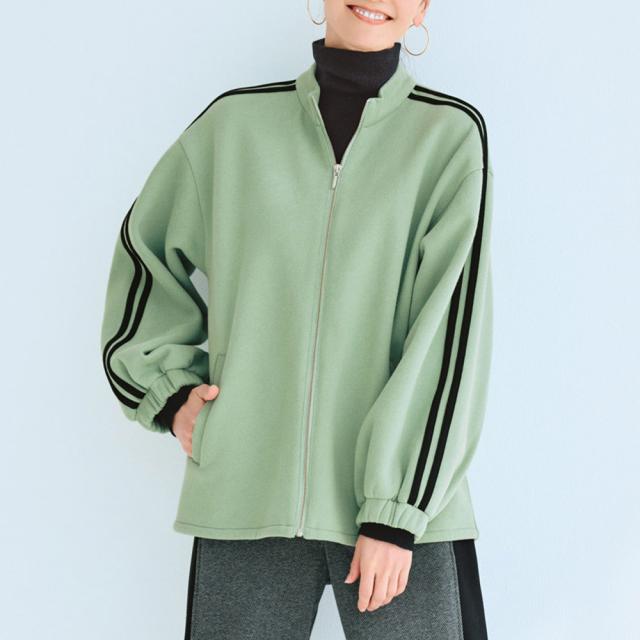 裏起毛 ライン入り ジップブルゾン ファッション ジャケット PC5857