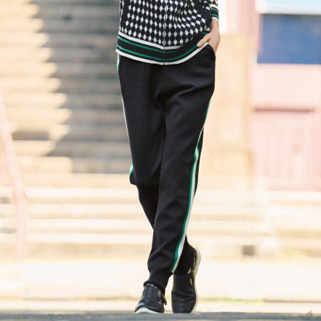 幾何学柄ライン入りニットシリーズ ジョガーパンツ ファッション パンツ PC5867