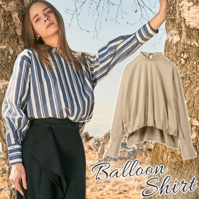 MIND マインド バルーンシャツ 通販 バルーン シャツ ブラウス 長袖ブラウス 長袖シャツ 長袖 レディース バルーン仕様 リボン 光沢感 上品 かわいい 可愛い エレガント フェミニン しなやか オシャレ おしゃれ デザイン 女性 トップス