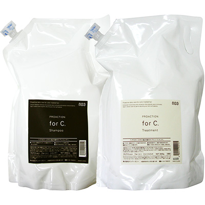 [ 送料無料 詰替え用 2点セット ] ナンバースリー プロアクション フォーシー forC. シャンプー ＆ トリートメント セット / 3000mL+3000g 業務用 サイズ 大容量