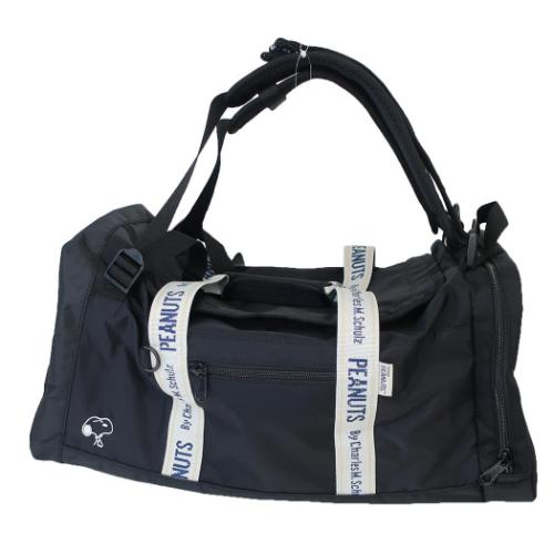 スヌーピー 旅行かばん スクエアボストンリュック BK ロゴテープ ピーナッツ キャラクター グッズ