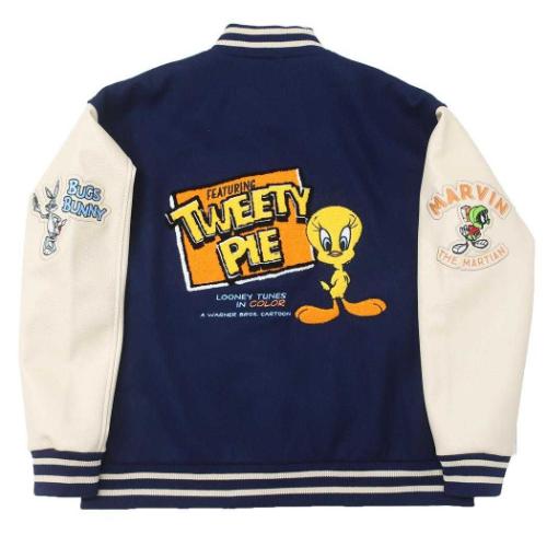 ルーニーテューンズ アウター メンズ スタジャン フィーチャリングトゥイーティーパイ 3L LOONEY TUNES キャラクター グッズ