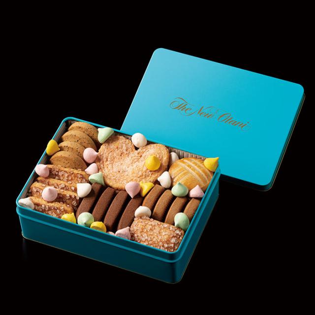 ホテルニューオータニ監修 プレミアム クッキー缶「MINI」 サブレ ショコラ アールグレイ コーヒー パルメザンチーズ パルミエ メレンゲ ギフト 御歳暮ギフト