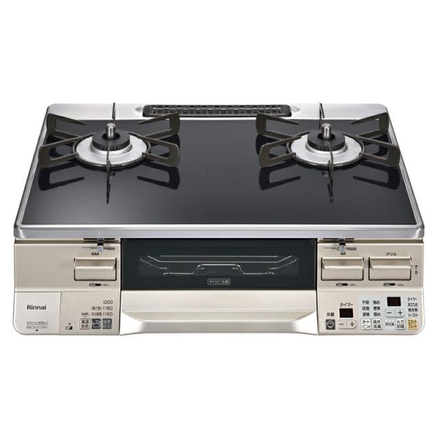 リンナイ　LAKUCIE　ガステーブル（ブラック・シャンパン） ココットプレート付属なし　標準幅約59cmタイプ　プロパンガス　左強火力　【品番：RTS65AWK1RA-CL/LP】