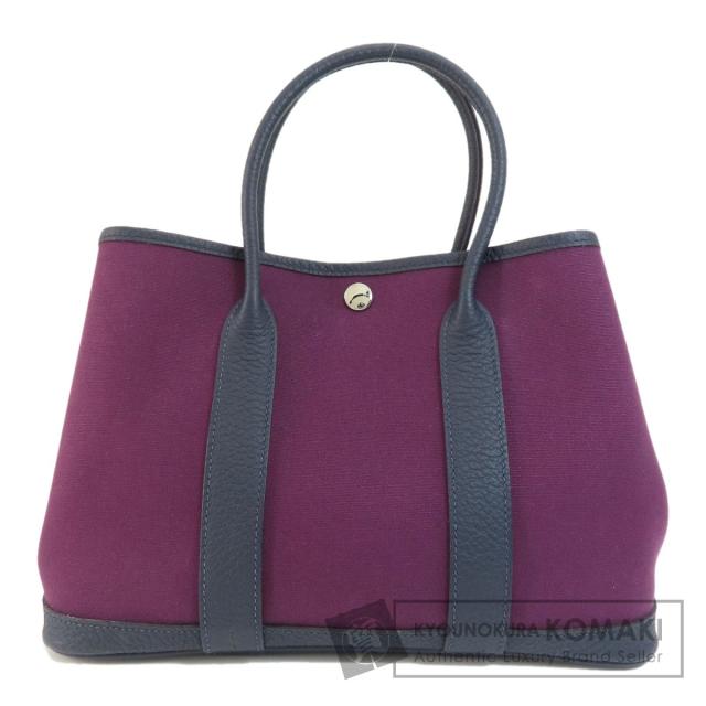 エルメス HERMES  ガーデンパーティTPM パープル シルバー金具  ハンドバッグ キャンバス 中古