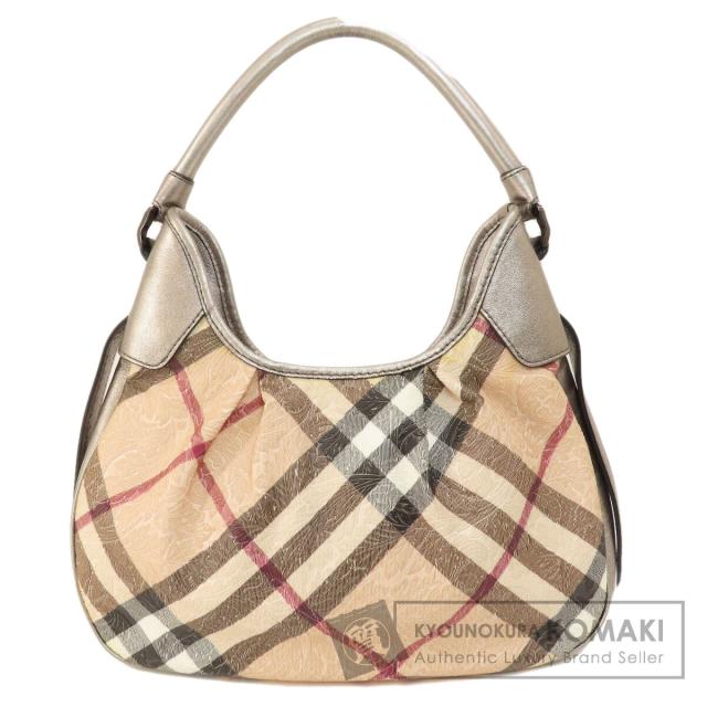 バーバリー BURBERRY  ノバチェック フラワーエンボス  ハンドバッグ PVC レディース  中古