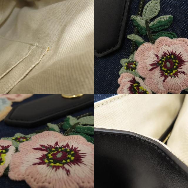 グッチ GUCCI 456545 タイガー エンブロイダリー トートバッグ デニム