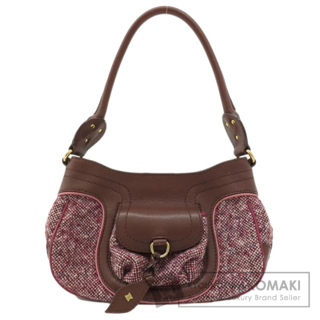 セリーヌ CELINE  ロゴ金具 ツイード  ハンドバッグ ツィード レディース  中古