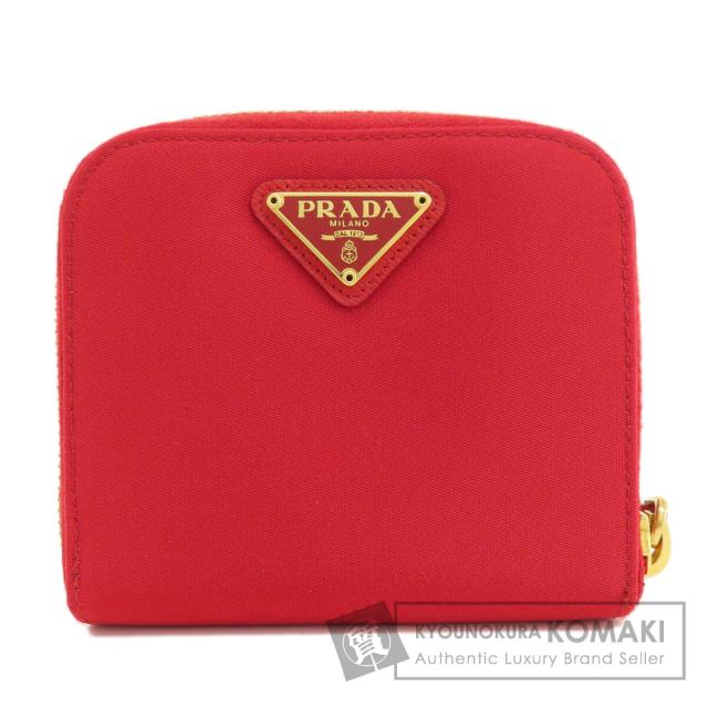 プラダ PRADA 1M0522  ロゴ金具  二つ折り財布（小銭入れあり） シルク レディース  中古