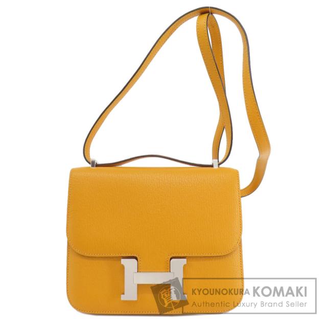 エルメス HERMES  コンスタンス3 ミニ ムタード シルバー金具  ショルダーバッグ シェーブル 中古