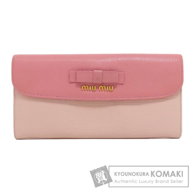 ミュウミュウ MIUMIU  ロゴ リボン  長財布（小銭入れあり） レザー レディース  中古
