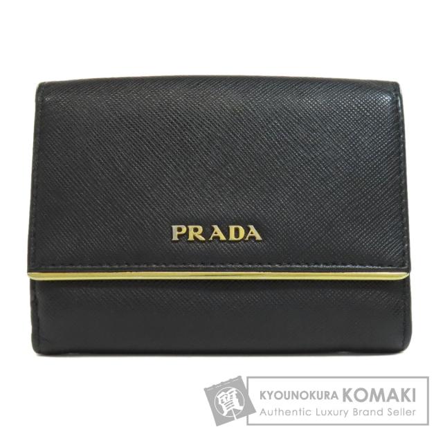 プラダ PRADA  ロゴ  二つ折り財布（小銭入れあり） サフィアーノ レディース  中古