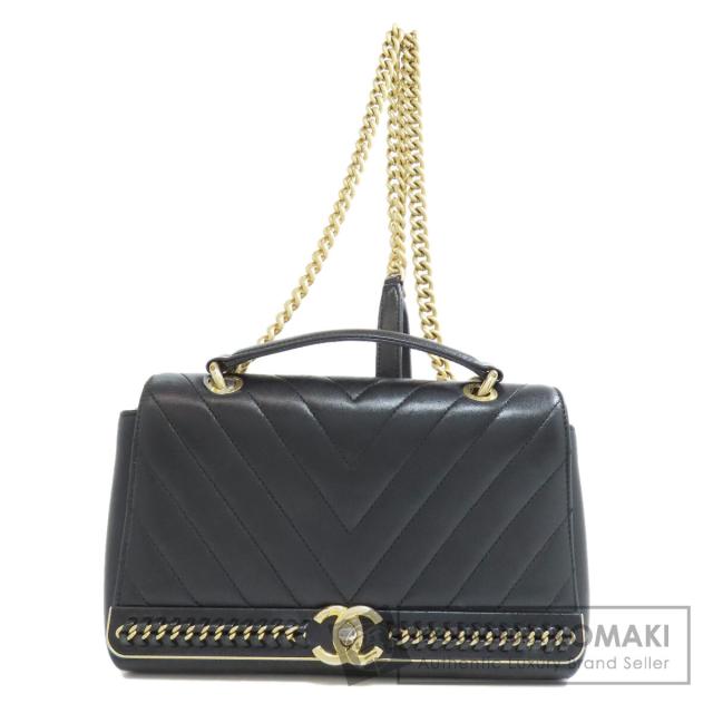 シャネル CHANEL  Vステッチ ゴールド金具 2WAY  ショルダーバッグ ラムスキン レディース  中古