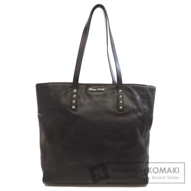 ミュウミュウ MIUMIU  ロゴ スタッズ  トートバッグ レザー レディース  中古