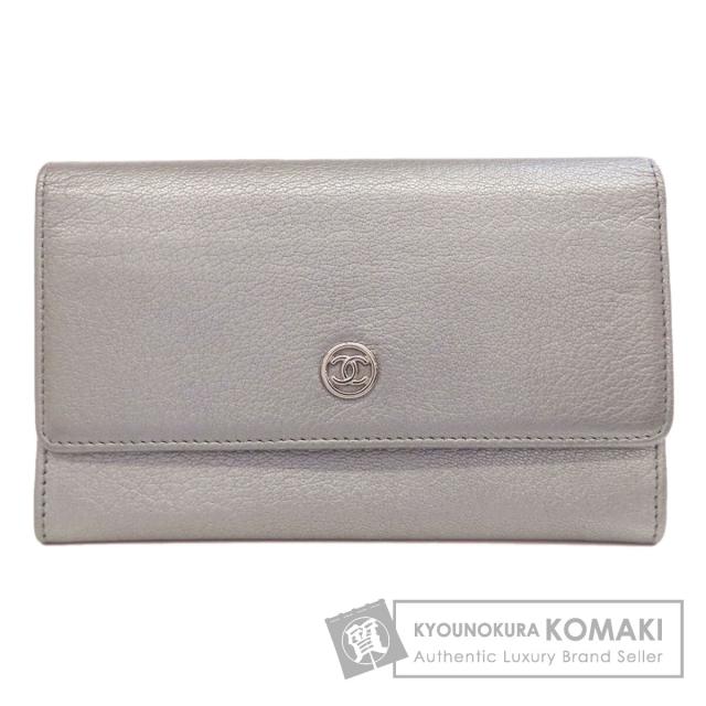 シャネル CHANEL  ココマーク シルバー金具  長財布（小銭入れあり） カーフ レディース  中古