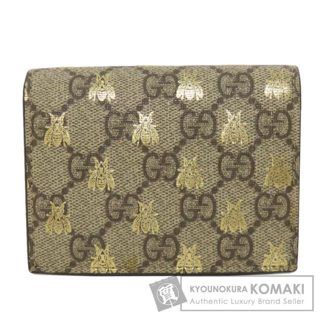 グッチ GUCCI 508757  GGスプリーム  ビー  二つ折り財布（小銭入れあり） PVC レディース  中古