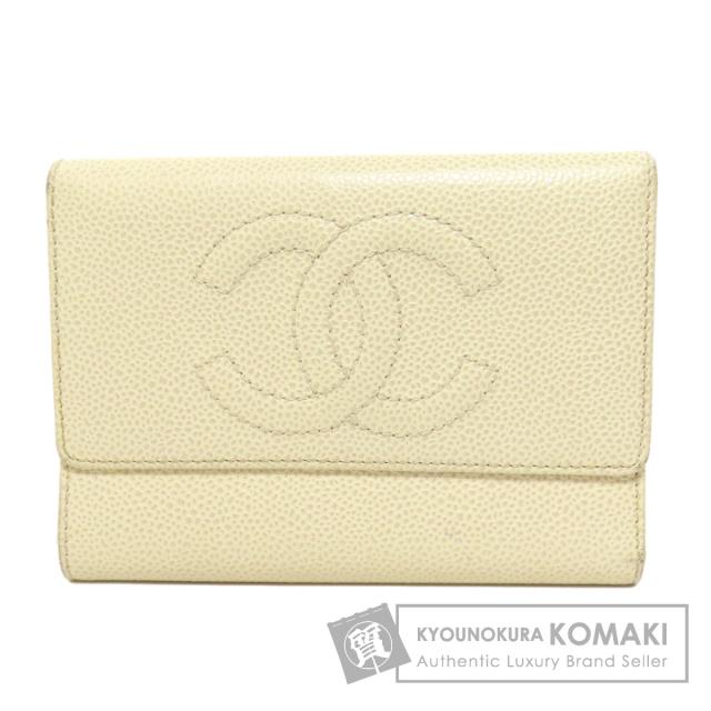 シャネル CHANEL  ココマーク ゴールド金具  二つ折り財布（小銭入れあり） グレインド 中古