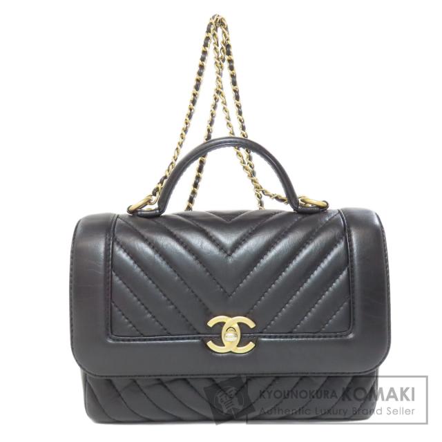 シャネル CHANEL  シェブロン Vステッチ ゴールド金具 2WAY  ハンドバッグ カーフ レディース  中古