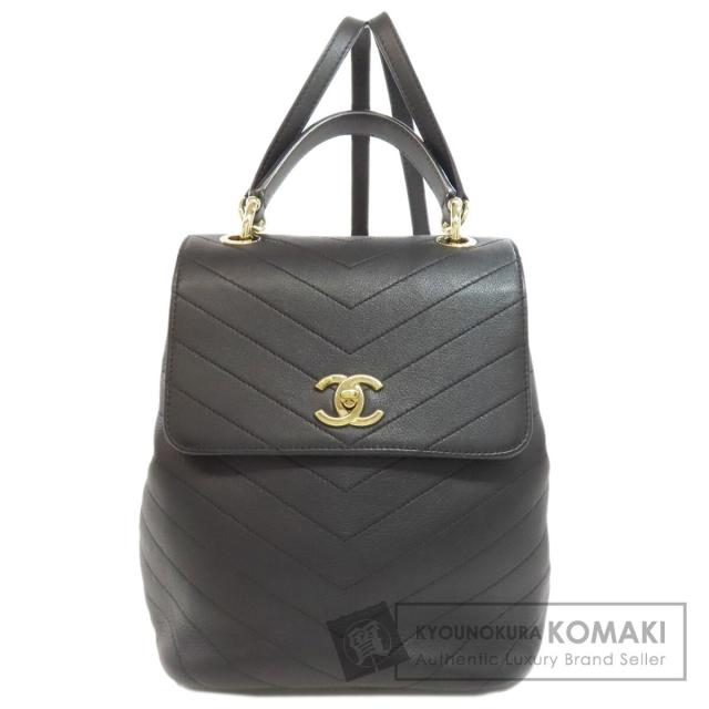 シャネル CHANEL  Vステッチ ココマーク ゴールド金具  リュック・デイパック カーフ 中古