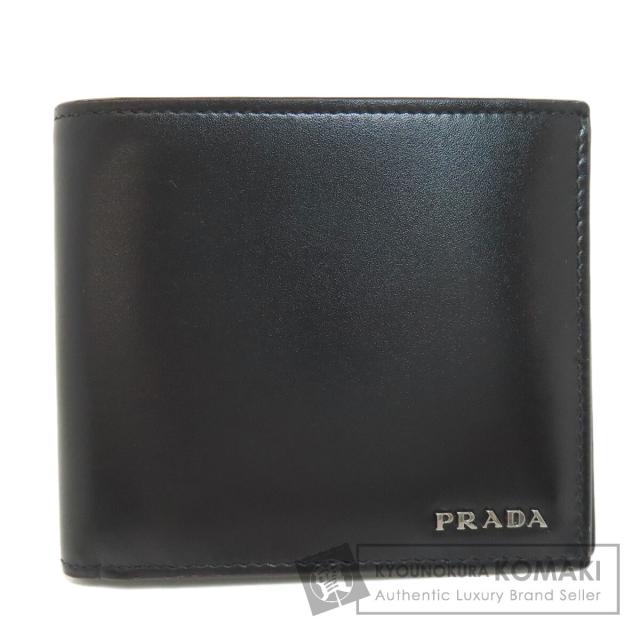 プラダ PRADA  ロゴ  二つ折り財布（小銭入れなし） レザー メンズ  中古