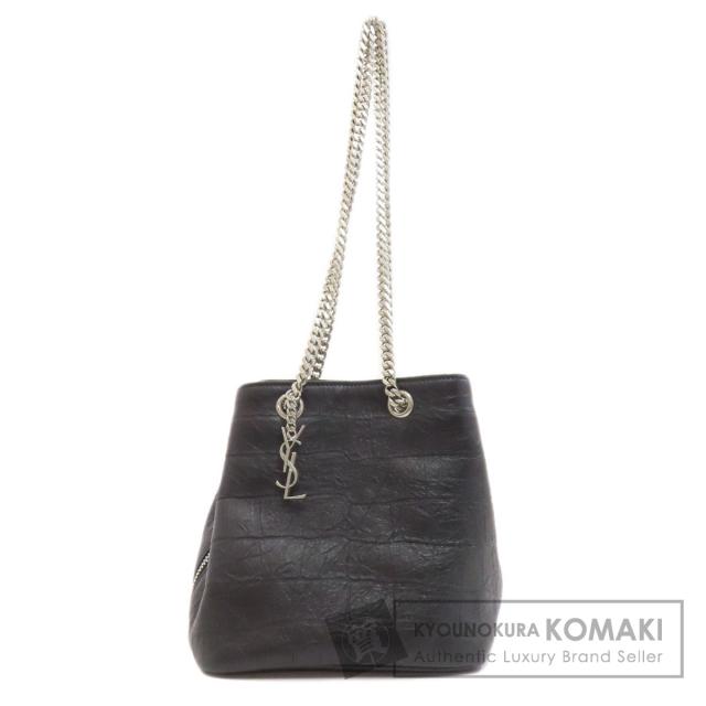 サンローラン SAINT LAURENT  型押し チェーン  ショルダーバッグ レザー レディース  中古