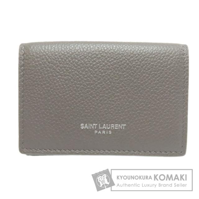 サンローラン SAINT LAURENT  三つ折り ロゴ  二つ折り財布（小銭入れあり） レザー 中古