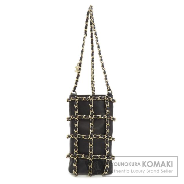 シャネル CHANEL  チェーンショルダーポーチ ゴールド金具  アクセサリーポーチ ラムスキン 中古