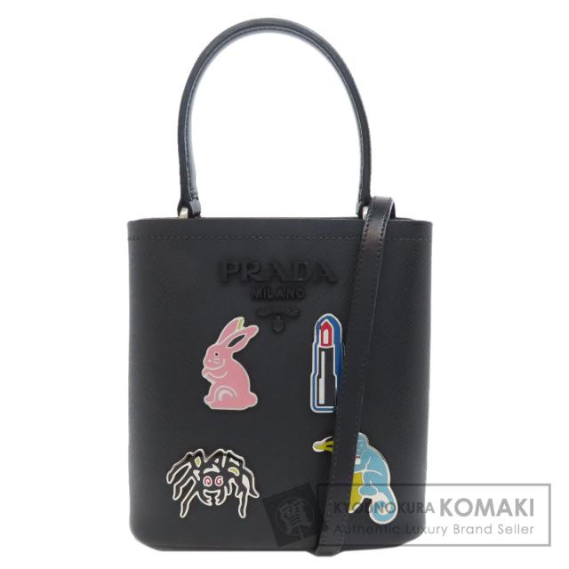 プラダ PRADA  ピンバッジ ラビット リップ 2WAY  ハンドバッグ サフィアーノ レディース  中古